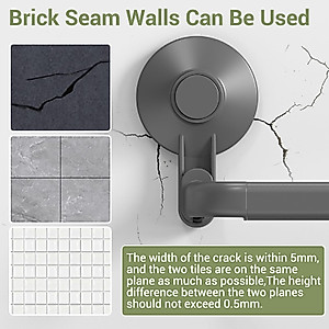 LUXEAR Towel Bar, 24 Inch Adhesive Bathroom Towel Bar with Upgrade Suction Cup, Tool Free Adhesive Shower Towel Rack with 5 Sliding Hooks, Wall Mounted Plastic Towel Bar for Shower Kitchen Door