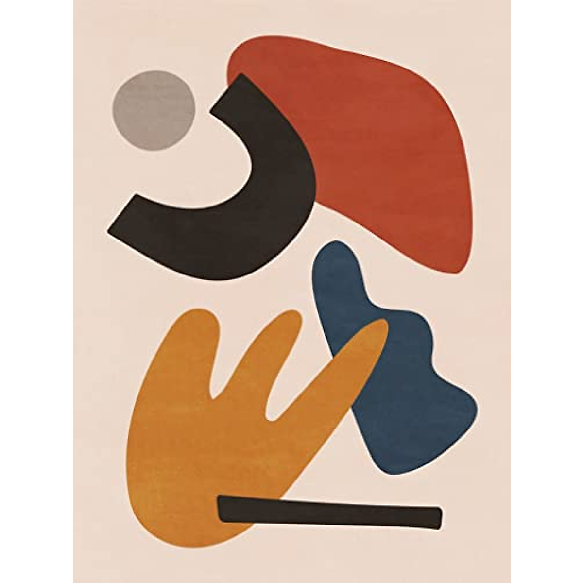 Mid-Century Modern Minimalist Soft Wool Area Rug 5x7 Yellow Black Ivory Turkish Stain Resistant Carpet for Living Room Bedroom Dining Room Thick No-Slip Art Deco Indoor Carpet