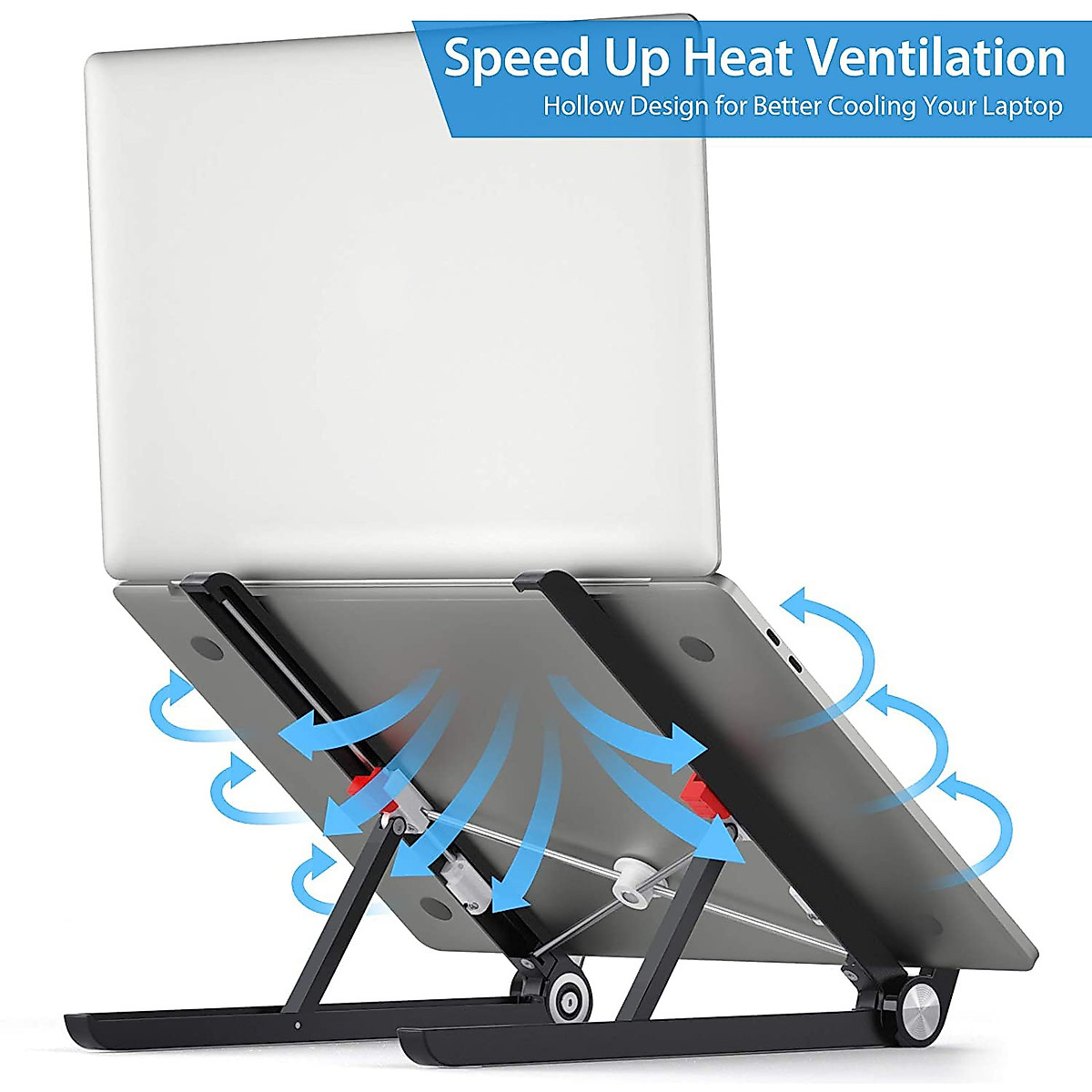 FURNINXS Laptop Stand for Desk Adjustable Foldable Ergonomic Laptop Holder Riser Portable Aluminum Computer Notebook Stand for Elevated 10~15.6" Dell, HP, MacBook Air Pro, Lenovo, Chromebook