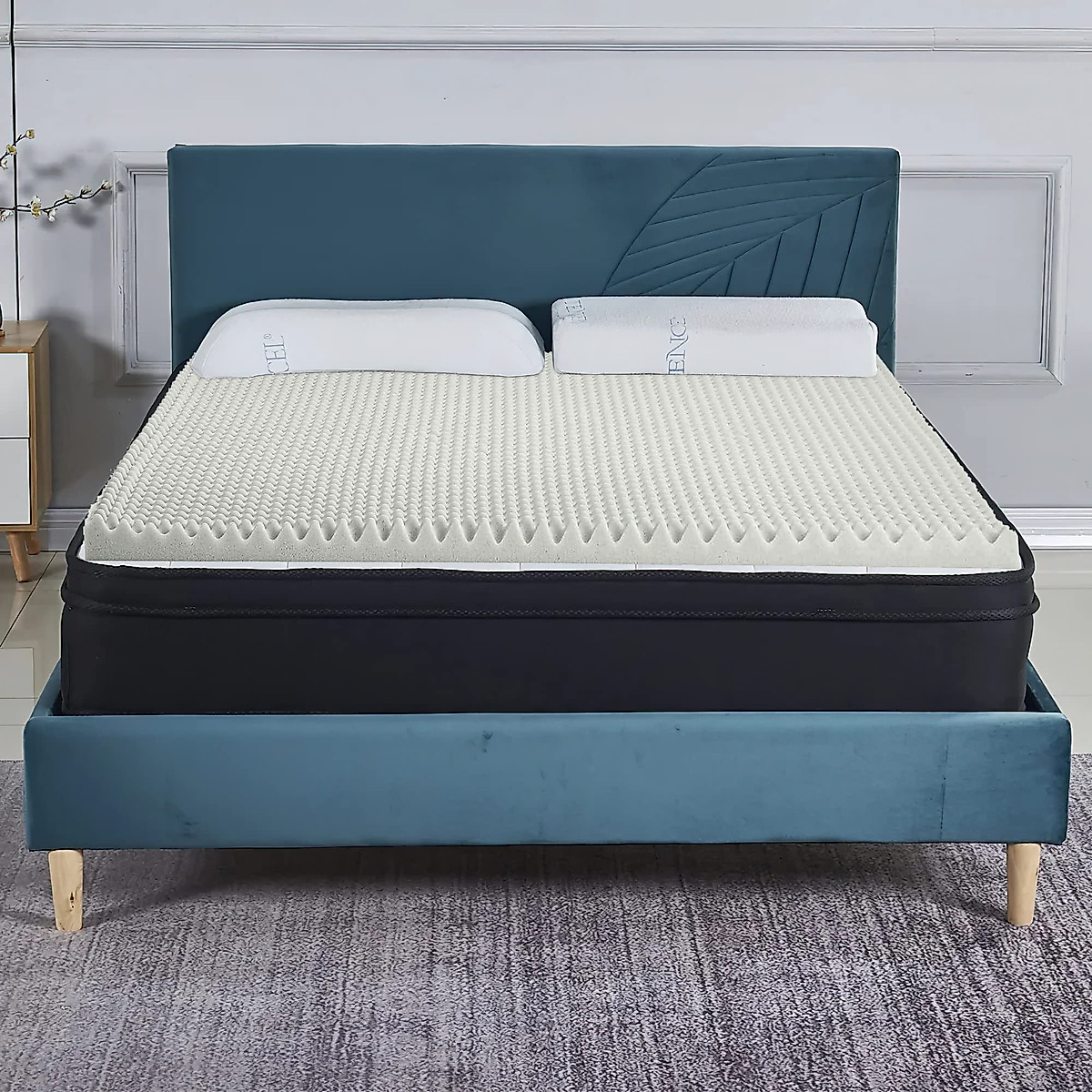 Greaton, 3-Inch Convoluted High Density Foam Mattress Topper, CertiPUR-US Certified for Superior Comfort and Support, King, White