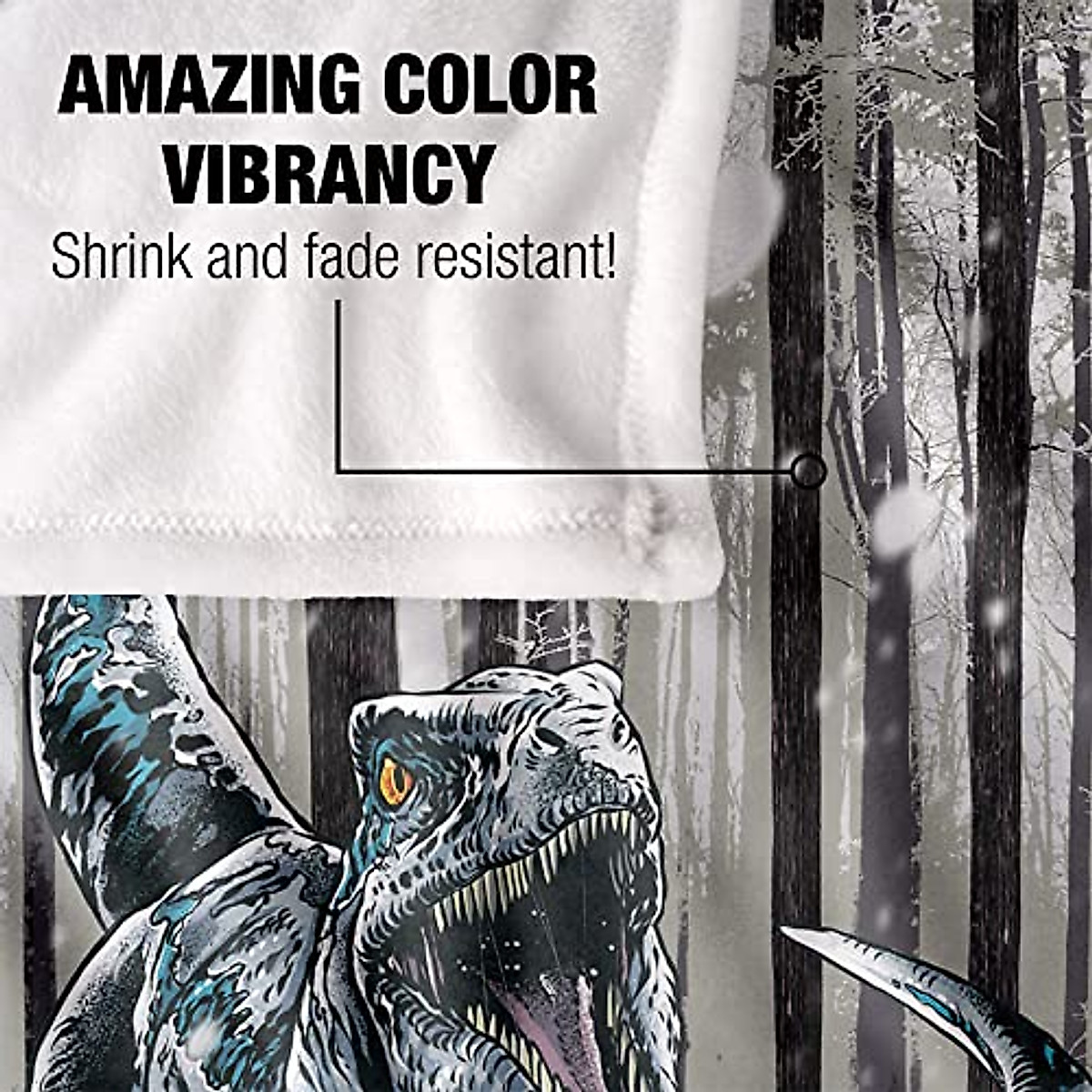 Jurassic World: Dominion Blanket, 36"x58" Forest Hunt Raptors Silky Touch Super Soft Throw Blanket