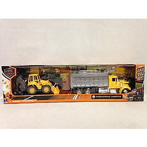 New Ray International Lonestar, Dump Truck w/Wheel Loader 1:43 Scale 18" DIECAST Toy #16633 Yellow