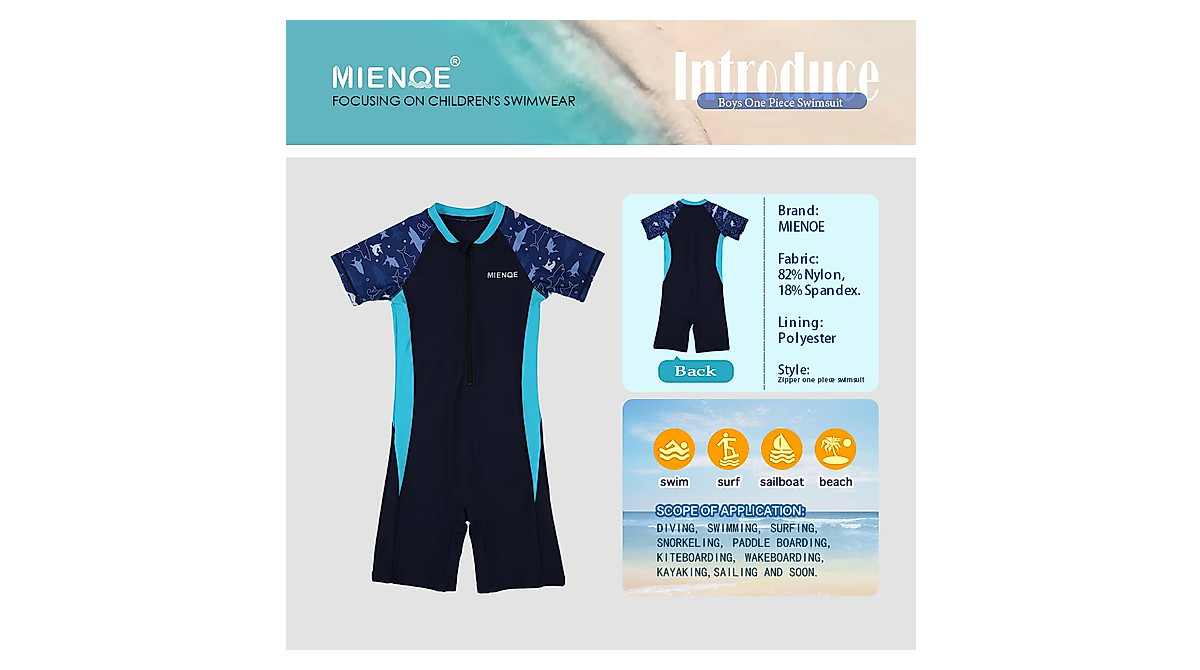 MIENOE Boys One Piece Swimsuit - UPF 50+ UV Protection