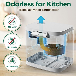 4L Electric Composter for Kitchen, Smart Compost Bin Outdoor/Indoor, Odorless/Auto-Cleaning/ 3 Modes/Intelligent LED Display, Turn Food Waste to Fertilizer for Garden, Food Waste Compost Machine