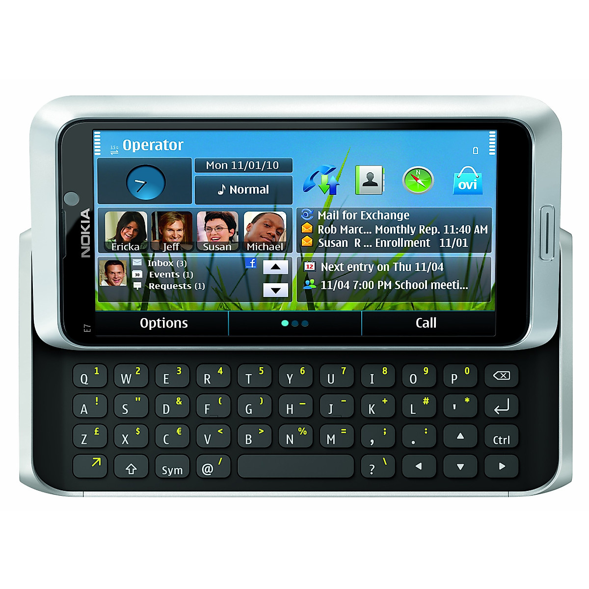Nokia E7-00 Unlocked GSM Phone with Touchscreen, QWERTY Keyboard, Easy E-mail Setup, GPS Navigation, 8 MP Camera--U.S. Version with Warranty (Silver)
