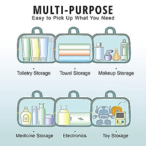 Bunnychill TSA Approved Toiletry Bag With Handle Strap,2 Pack PVC Clear Cosmetic Bags for Women Men, Carry on Airport Airline Compliant Bag,waterproof Transparent Makeup Travel Bags(2pack-Blue)