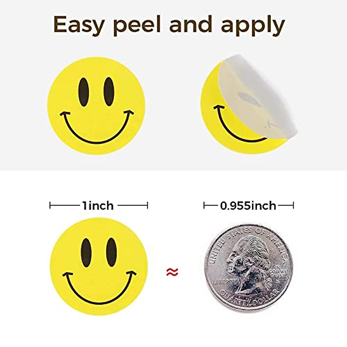 STARLIBOO Smile Face Stickers, Happy Encourage Sticker 1 inch, 1200 pcs Teacher Reward Stickers,Students Preschool Potty Training Rewards, Toddler Incentive Stickers