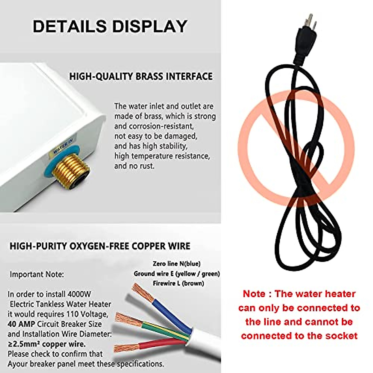 FMATOZ Mini Electric Tankless Water Heater 4000W 110V Constant Temperature Instant Hot Water Heater with Remote Control Digital Display On Demand Hot Water Heater for Home Kitchen Indoor