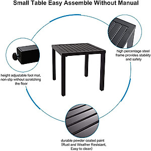 PHI VILLA Outdoor Recliner Chairs with Side Table, Oversized Patio Recliners Outdoor Metal Chaise Lounge Chairs with Removable Cushion for Garden, Poolside, Deck, Blue