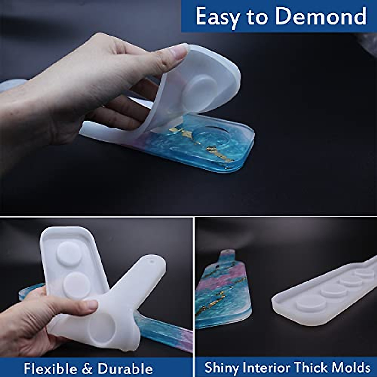 ResinWorld Shot Glass Serving Tray Mold, Shot Glass Holder Mold for Resin, 4 Holes Shot Glasses Tray Resin Mold, for Party Home Decor