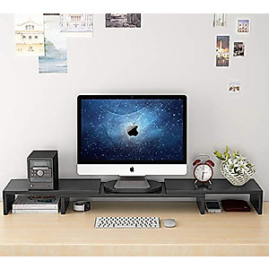 Tribesigns Triple 3 Shelf Monitor Stand Riser with Adjustable Length and Angle, Black