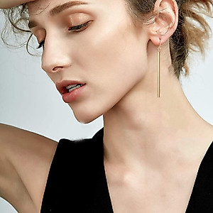 Dcfywl731 Gold Earrings for Women Dangle Long Vertical Bar Drop Dangle Earring Minimal Geometric jewelry for Womens