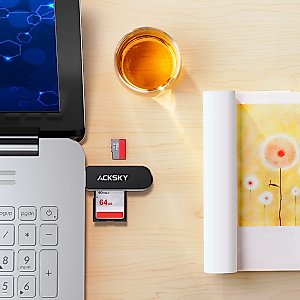 SD Card Reader, Acksky 2 in 1 Micro USB Memory Card Reader, Micro SD Card Adapter OTG for Computer, PC, Android, Laptop, Camera, Mac, Supports SD/Micro SD/Mini SD/TF/SDHC/SDXC/MMC/Micro SDHC