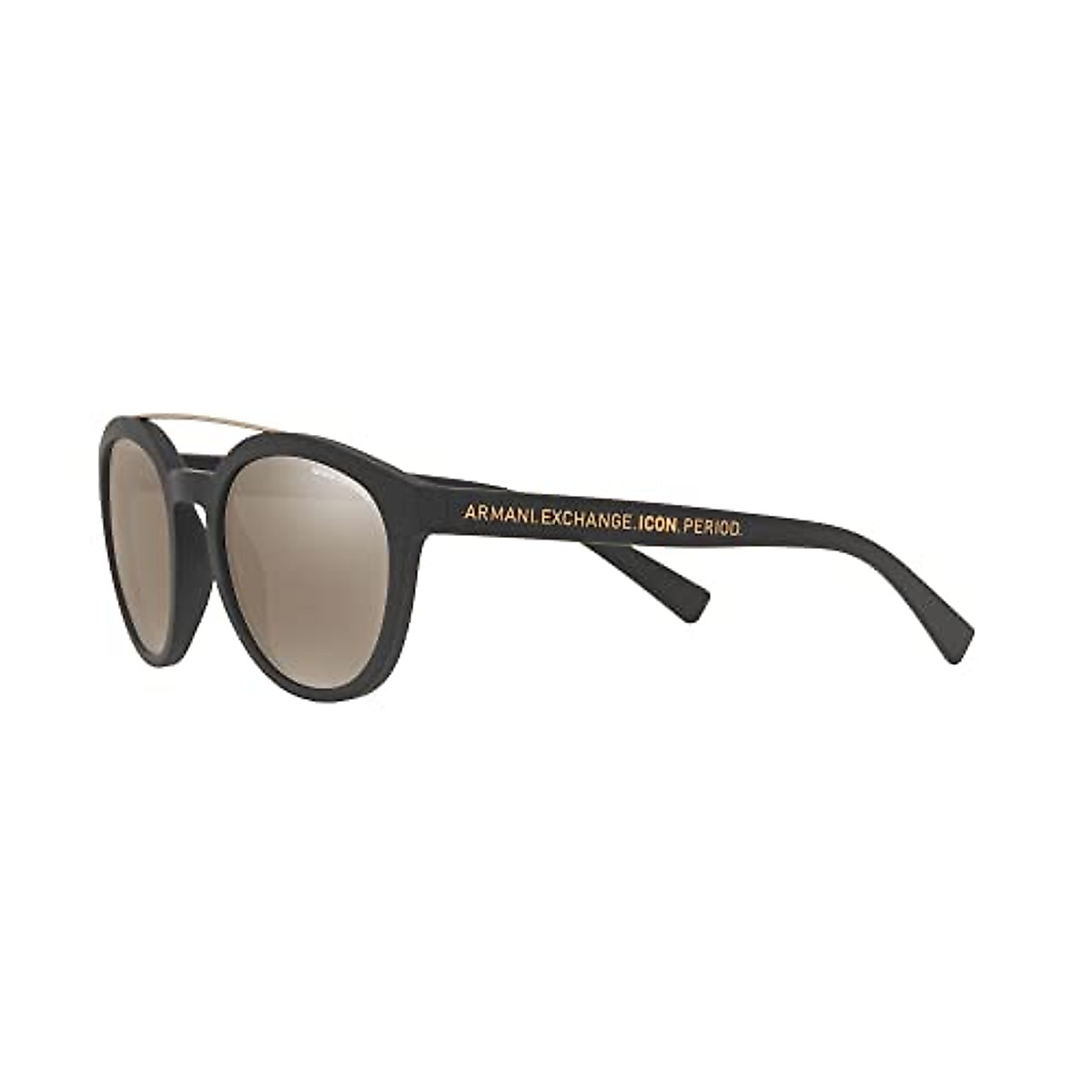 A|X ARMANI EXCHANGE AX4118S Round Sunglasses, Light Brown Mirrored Dark Gold, 54 mm