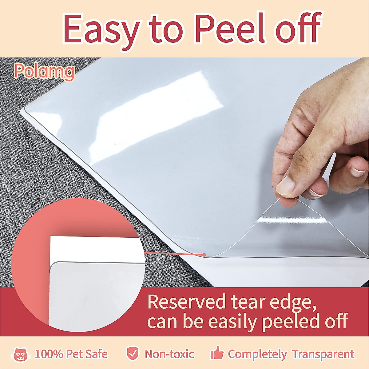 Polamg Anti Cat Scratch Furniture Protector-14 Pack Single Side Couch Protector for Cats, Self-Adhesive Cat Tape for Furniture, Cat Scratch Deterrent for Furniture Door Walls