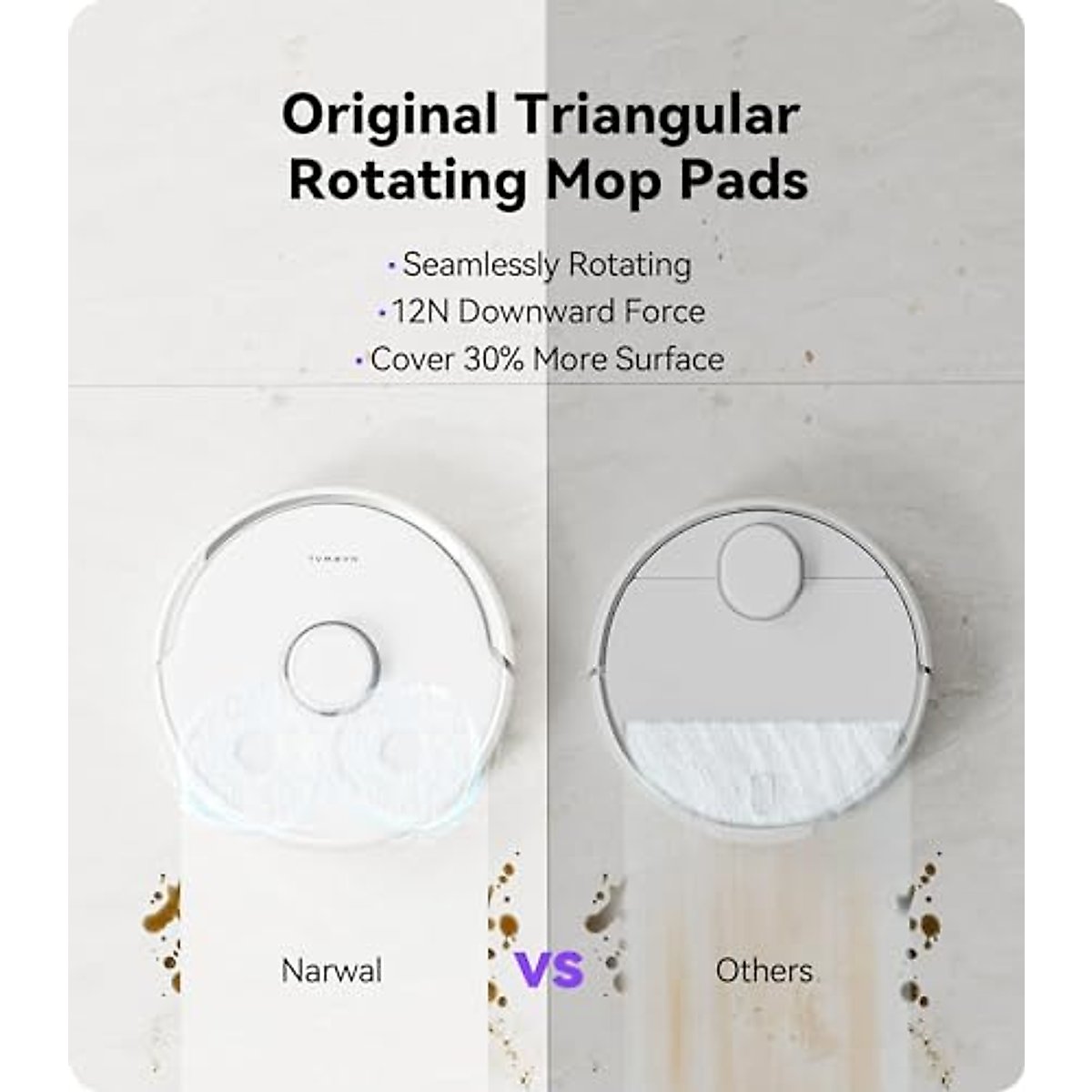 NARWAL Freo Robot Vacuum and Mop Comb, Washing & Drying, Dirt Sense Ultra Clean, Auto Add Cleaner, LCD Display, Smart Swing, Arcuate-Route, WiFi, APP Control, White