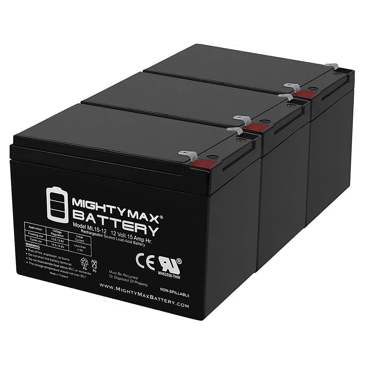 Mighty Max Battery 12V 15AH F2 Replaces Razor 15165070 MX650 Dirt R Comp. - 3 Pack