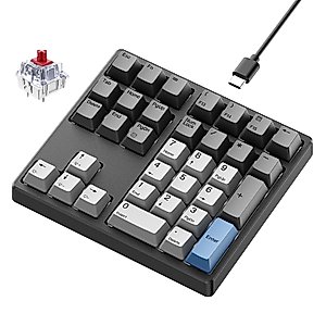 Kisnt Mechanical Number Pad, 34 Key Wired Hot Swappable Keypad, Gateron Switches White Backlit Numpad,USB Numeric Keypad with PBT Keycaps for Laptop, Mac, PC Desktop(Red Switch)