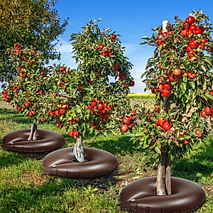 Spakon Tree Watering Ring Tree Bag for Watering PVC Drip Irrigation Water Pouch Round Watering Bags Automatic Drip System Planting Gardening Trees Shrubs, Brown (10 Gallon, 4 Pack)