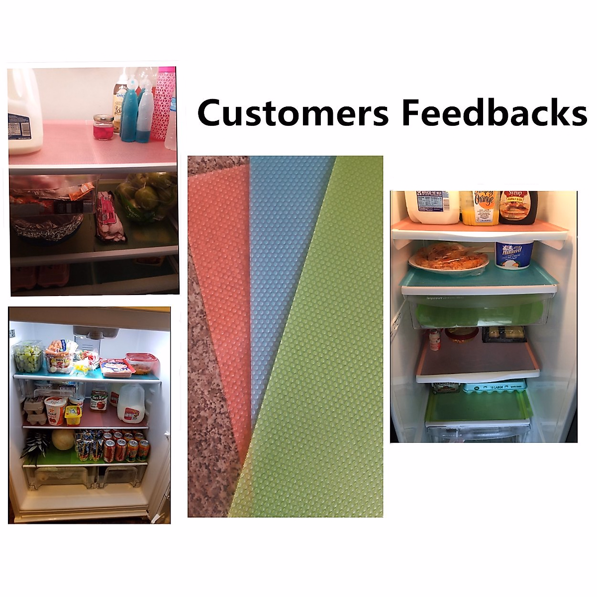 Cafurty 6 Pcs Refrigerator Liners, Can Be Cut Refrigerator Mats Waterproof Fridge Pads Vegetable Fruits Fresh Pad Drawer Table Placemats Cabinet Protective Pads Shelves Mats