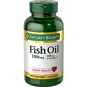 Nature’s Bounty Fish Oil, 1200mg, 360mg of Omega-3, 200 Coated Softgels