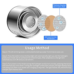 2024 Hydrogen Water Bottle,Hydrogen Water Bottle Generator 3Min Quick Electrolysis,Hydrogen Water Ionizer Glass Health Cup Suitable for Travel, Exercise,Home,Gift for Love(Silver)