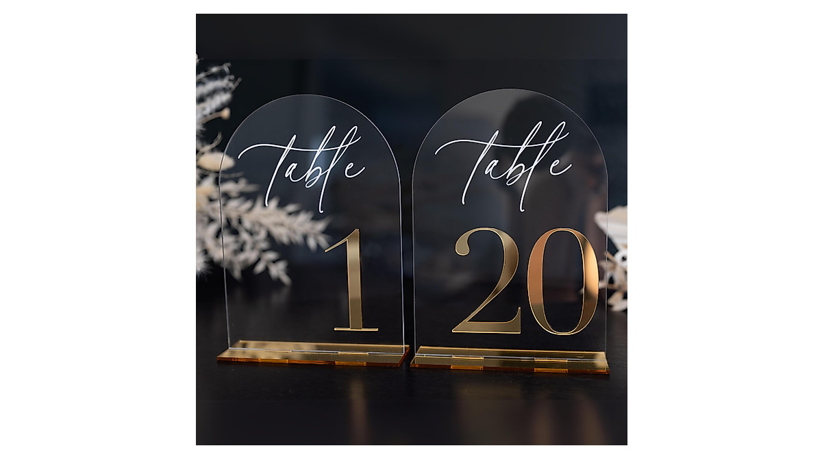 Elegant Gold Acrylic Wedding Table Numbers for Reception
