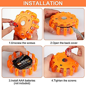 Tallew 12 Pack Flare Light LED Road Safety Flashing Warning Kit Roadside Emergency Beacon Magnet Hook Vehicle Boat Truck Disc Magnetic Flash Cars Security Driveway Automotive Strobe