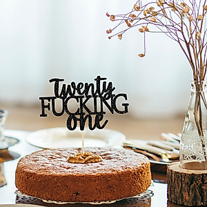 Gyufise 21st Birthday Cake Topper Twenty One Cake Decoration for 21st Birthday Legal AF Cake Decor Finally 21 Cake Topper Party Supplies Black