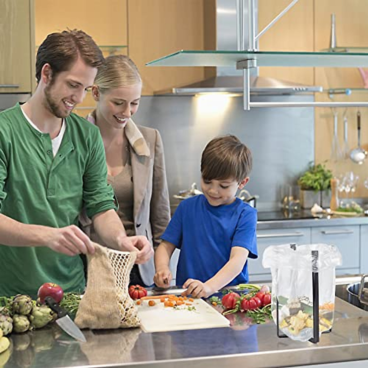 Kitchen Stand Holder, Plastic Bag Drying Rack, Multifunctional Countertop Cups Bottles Drying Rack for Plastic Bags, Bottles and Cups, Shelf Trash Bag (White)