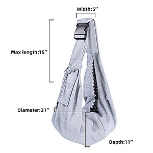 Dog Carrier Sling - Puppy Sling Carrier with Adjustable Shoulder Strap, Reversible Puppy Carrier Purse with Storage Pocket, Hand-Free Dog Sling Carrier for Carry Small Dogs, and Cats (Gray)