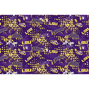 Louisiana State University Cotton Fabric by Sykel-Licensed LSU Tigers Splatter Cotton Fabric