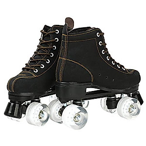 Comeon Classic Women Roller Skates,Unisex High-top 4 Wheel Roller Skates Double Row Roller Skates for Boys and Girls