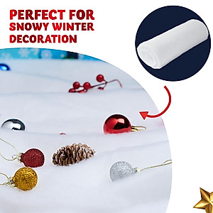 JOYIN Christmas Snow Blanket Roll (15In x 10Ft), 3 Pcs Soft Thick Artificial Snow Blanket, Snow Rolls, Snow Sheets, Fake Snow Cotton Fabric for Holiday Winter Christmas Table Decorations