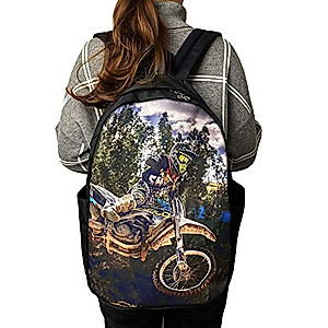 Motocross Sport Motorcycle Vehicle School Backpack Shoulder Daypack