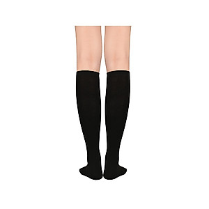 Century Star Knee High Socks Compression Socks for Women Athletic Running Casual Long Tube Socks with Triple Stripes 1 Black One Size