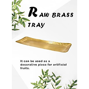 Serene Spaces Living Gold Rectangle Brass Tray, Decorative Vanity Tray, Cosmetic & Jewelry Organizer, Serving Platter, Fruit Holder, Candle Holder for Coffee Table, 16.5" Long X 6" Wide X 1" High