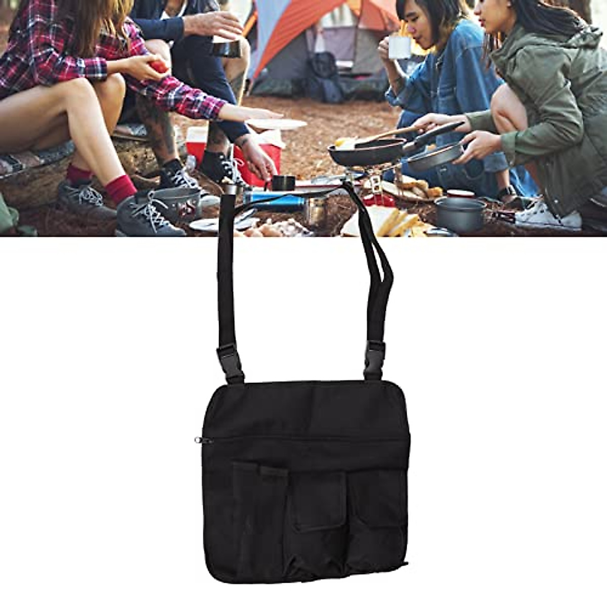 Mothinessto Chair Side Pocket Organizer, Camping Chair Hanging Bag Adjustable Portable Waterproof Keep Tidy for Camping Chairs(Black)