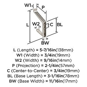 Amerock H37003G10 | Emerge Double Prong Decorative Wall Hook | Satin Nickel Hook for Coats, Hats, Backpacks, Bags | Hooks for Bathroom, Bedroom, Closet, Entryway, Laundry Room, Office