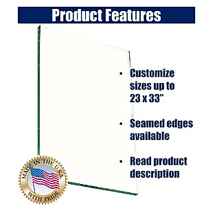 1/8" Thick Custom-Sized Glass Cuts - 1 Count Crystal Clear Picture Frame, Window Glass Replacement Panes, Scratch Resistant Frame Glass for Medicine Cabinet/Curio Shelves, Window panes, Lanterns