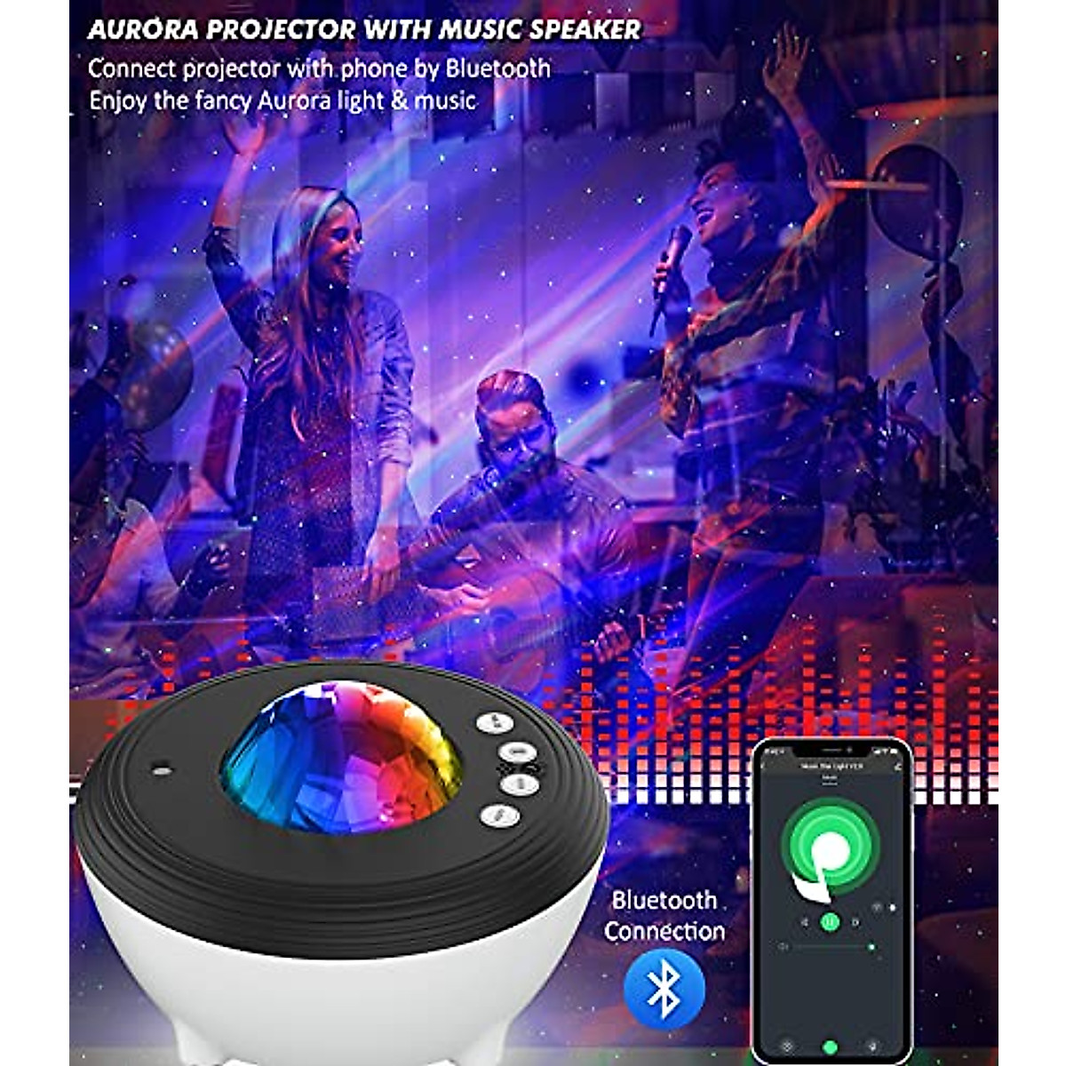 Star Projector,Galaxy Night Light Projector for Bedroom,Aurora Projector Compatible with Alexa & Smart APP,White Noise & Music Speaker,Night Light Projector for Kids Adults Home Party Ceiling Decor