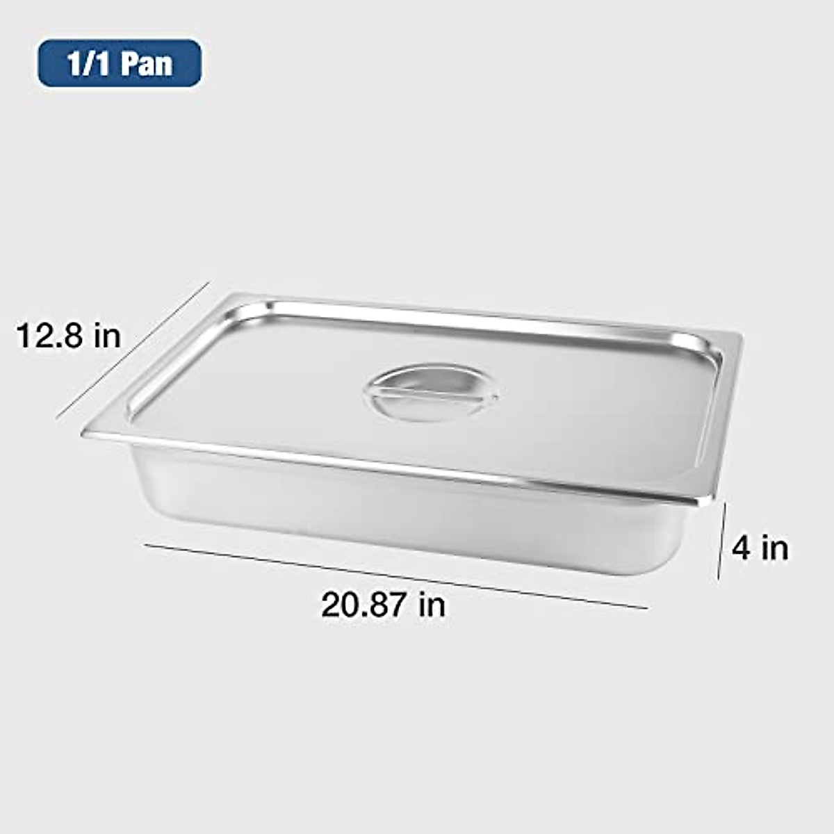 Restlrious Hotel Pan Full Size Stainless Steel Steam Table Pan with Lid, 4" Deep Chafer Food Pan, Pack of 4 Stackable Anti-Jam Steam Pan for Hotel, Restaurant Supplies, Party, Buffet & Event Catering