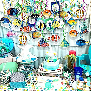Tropical Fish Hanging Swirls 30 Pack Foil Ceiling Hanging Swirls Streams Banner Decorations Garland for Kids Under the Sea Ocean Baby Shower Celebrating Events Birthday Party Supplies Room Wall Decor