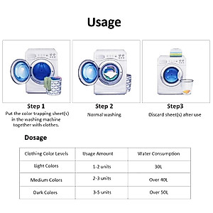 Dye Trapping Sheets 72 Count, Color Absorber Laundry Sheets, Prevent Light Colored Clothes from Being Dyed