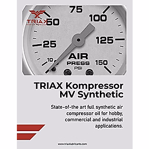 TRIAX Kompressor MV ISO 46, Multi Vis, Full Synthetic Air Compressor Oil, Non-Detergent, Rotary, Vane, Screw, Reciprocal, High Temp, 20,000 Hour Life (1 Gallon)