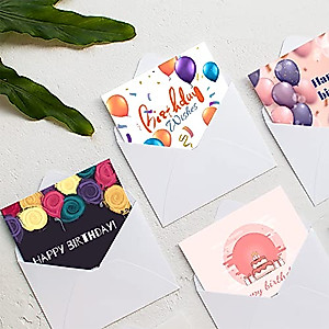 Feelfine 32 Pack Birthday Cards, 4.2x5.5 Inches Birthday Cards Bulk, Blank Birthday Card with Envelopes and Stickers for Women Men and Kids