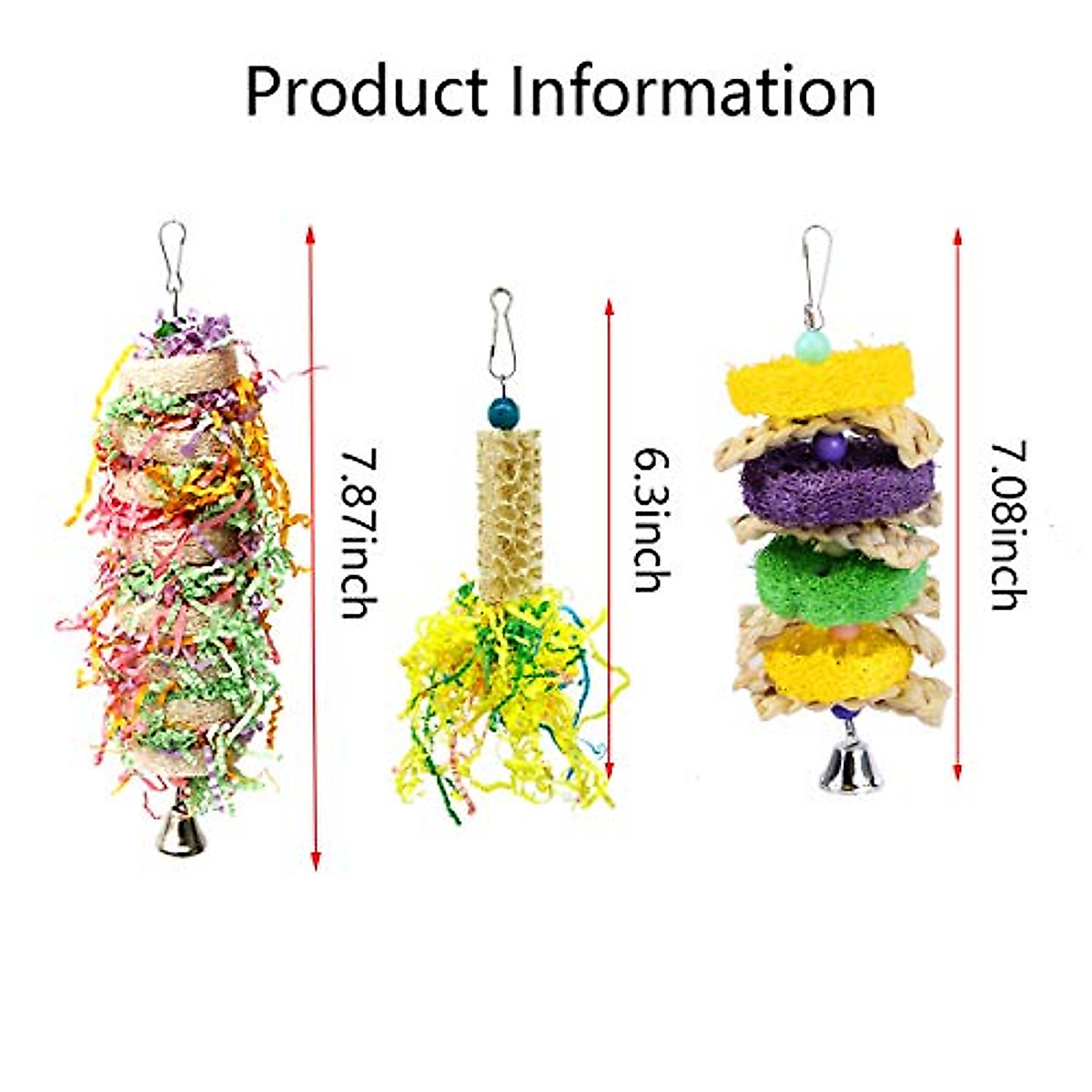 5Pcs Bird Shredding Toys for Parakeet Cockatiel Conure Bird Parrot Loofah Toys Parakeet Chewing Toys Parrot Shredder Toys Bird Foraging Toys Bird Cage Accessories for Small Medium Parrots