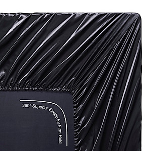 Lanest Housing Silk Satin Sheets, Twin Size Satin Bed Sheet Set with Deep Pockets, Cooling Soft and Hypoallergenic Satin Sheets Twin - Black