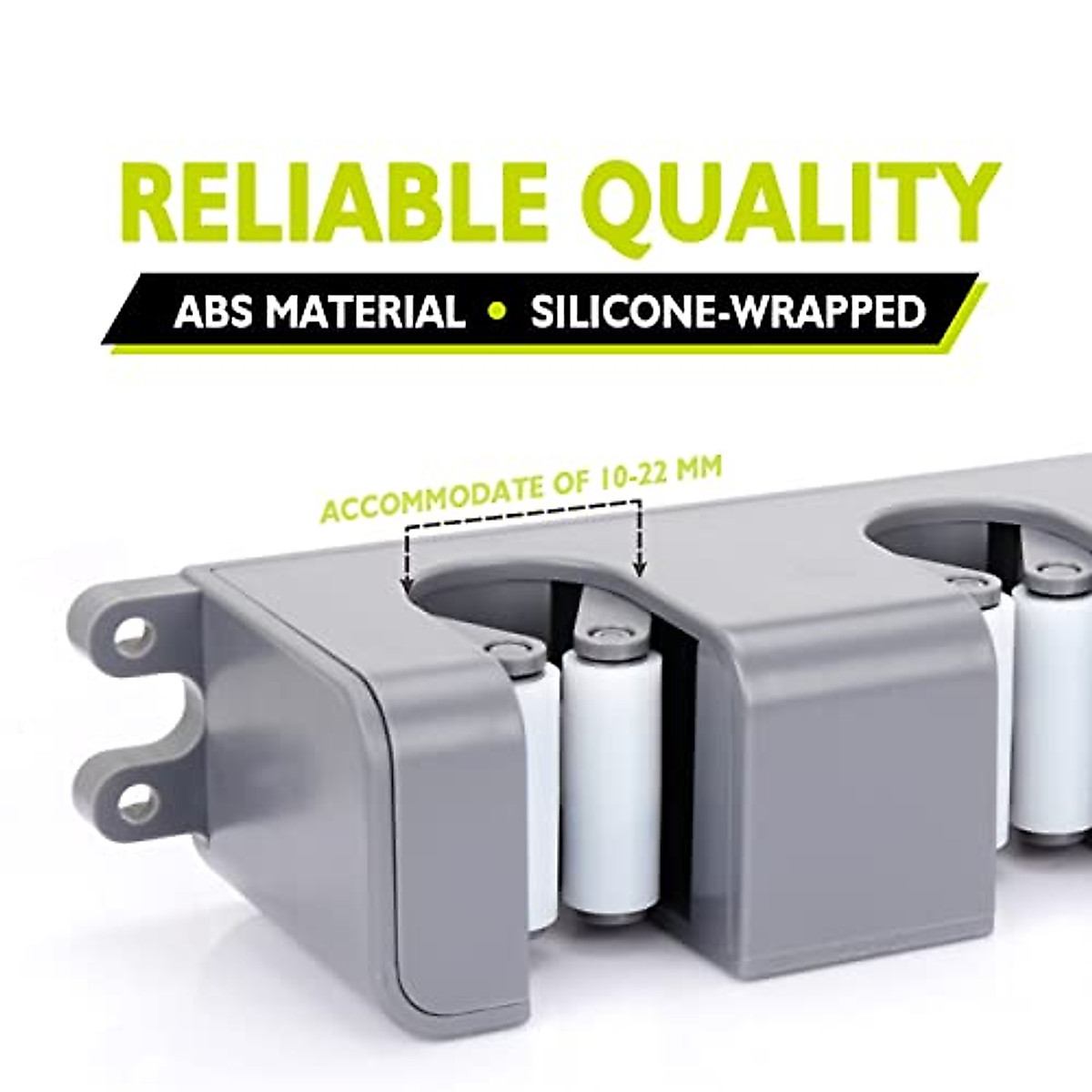 Hikeen Mop Broom Holder Wall Mount Broom Hanger Holds Up to 6 Tools Cleaning Organizer for Home Kitchen Garden Garage Tools Storage