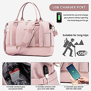 Gym Bag LOVEVOOK Travel Duffel Bag with USB Charging Port,Weekender Bags for Women with Shoe Compartment,Carry on Overnight Bag with Toiletry Bag,Hospital Bags for Labor and Deliver